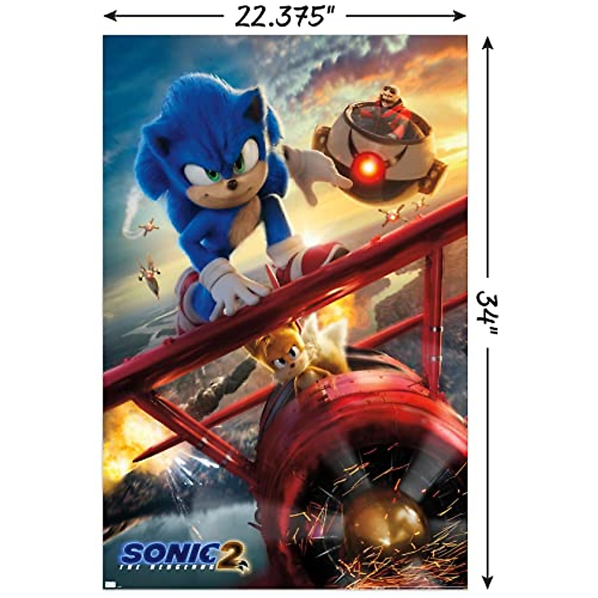 Trends International Sonic the Hedgehog 2 - Key Art Wall Poster, 22.375" x 34", Unframed Version