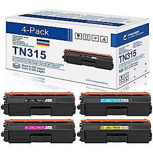TN315 Toner Cartridge: 4-Pack High Yield TN315BK, TN315C, TN315M, TN315Y Replacement for Brother HL-4140CW HL-4570CDW HL-4570CDWT MFC-9560CDW MFC-9970CDW Printer