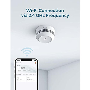 Wi-Fi Smoke Detector, AEGISLINK Wireless Smart Fire Smoke Alarm with App Control, Replaceable Lithium Battery, Auto Self-Check Function, S-WF240, 1-Pack