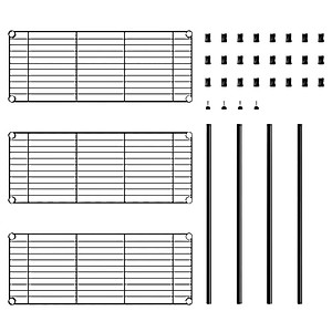 SZQINJI 3-Shelf Storage Wire Shelves Heavy Duty 3 Tiers Standing Shelving Units Adjustable Metal Organizer Wire Rack, Black