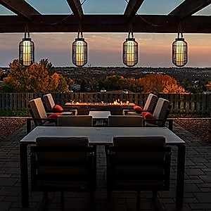 pearlstar Large Solar Powered Lantern Outdoor-Heavy Duty Metal Hanging Lights Decorative Solar Table Lamp Waterproof for Outside Patio Yard Garden Porch Tabletop Decor (Black)