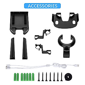 Wabracket 5 in 1 VR Stand,Wall Mount/Desk Bracket Kit for Oculus Quest 2/RIFT/GO/PS VR/HTC Vive,Headset and Controller Holder,Cable Management（Black