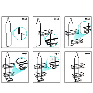 KLEVERISE Shower Caddy Over Shower Head Bathroom Hanging Shower Organizer, Shower Storage Rack Basket with Hooks for Razor and Sponge Rustproof