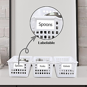 Hayixia White Slim Storage Basket Tray, Small Plastic Basket for Organizing, Set of 12