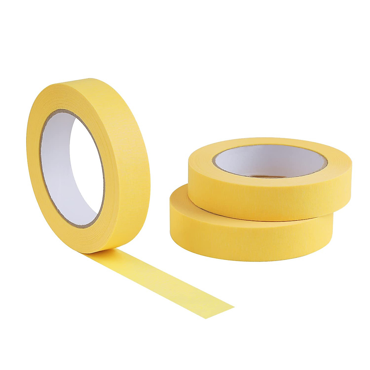 Lichamp 3-Pack Automotive Refinish Masking Tape Yellow 25mm x 55m, Cars Vehicles Auto Body Paint Tape, Automotive Painters Tape Bulk Set 1 inch x 55 Yards x 3 Rolls