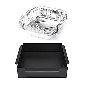 Hisencn Stainless Grill Burner Tube, Heat Plate Shield Tent, Hanger Brackets, Electronic Ignitor, Porcelain Steel Grease Collection Pan with 15 Pack Aluminum Foil Drip Pan for Chargriller 5050 5650