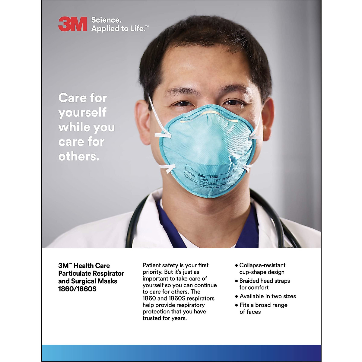 3M Health Care 1860S Particulate Respirator Mask Cone, Molded, Small (Pack of 120)