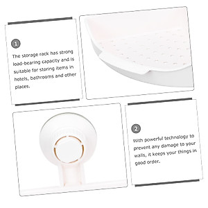 Amosfun 1 Set Storage Stand Suction Toilet Storage Rack Punch- Toiletries Holder Bathing Shelf Metal Storage Shelf Bathroom Shower Corner Shelf White Plastic Sucker Tripod