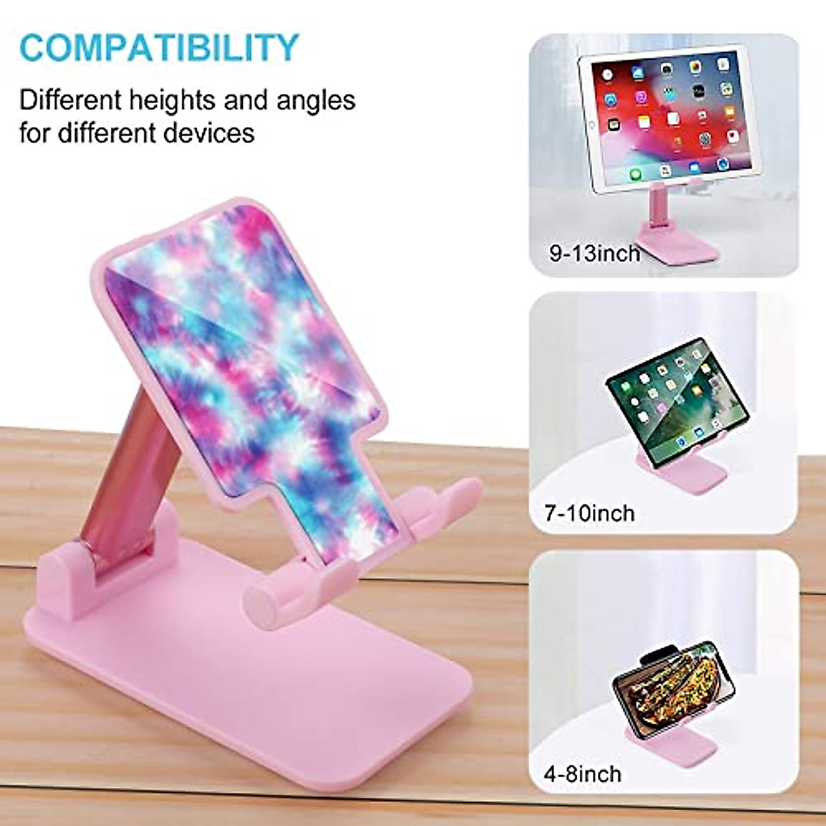 Tie Dye Funny Foldable Desktop Cell Phone Holder Portable Adjustable Stand Desk Accessories