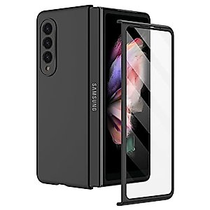 Ruky for Galaxy Z Fold 3 Full Body Case, Built-in Screen Protector, Hard PC Ultra-Thin Anti-Scratches Shockproof Protective Phone Case for Samsung Galaxy Z Fold 3 - Black