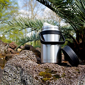 Isosteel VA-9683 1.5 liter 51 fl. oz 18/8 Stainless Steel Double-Wall Vacuum Food Container incl. 3 plastic containers