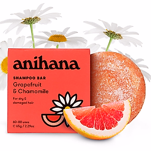 ANIHANA Shampoo Bar for Dry Damaged Safe For Color Treated Hair Moisturizing Hydrating Healthy Looking Hair Paraben Free Grapefruit and Chamomile 2.29 oz