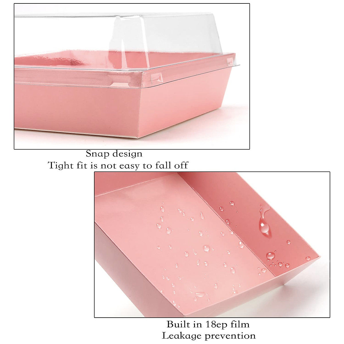 Lainrrew Festive Pink Mini Cupcake Box, 50 Pcs, 4.5 Inch, Clear Plastic, Mooncake Box, Muffin Holder, Wedding/Birthday Dessert Containers