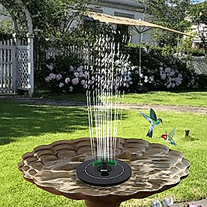 PHIAMOLY 4W Solar Water Foutain with 6 Colorful LED Lights Solar Powered Fountain with 5 Nozzles for Bird Bath, Pond, Pool,Garden, Outdoor