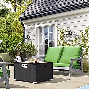 DWVO Patio Loveseat with Cushion, Hips All-Weather Resistant Outdoor Garden Sofa Wood Grain Outdoor Couch with Polyester Pillow, Green