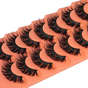 False Eyelashes Natural Lashes Faux Mink 18mm Wispy Eyelashes C Curl Soft Fake Eye Lashes Pack 7 Pairs by TOOCHUNAG