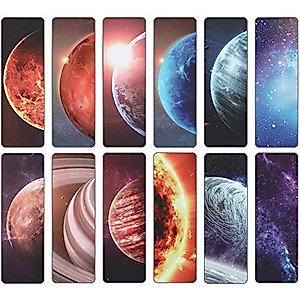 Magnetic Bookmarks Planets and Starry Sky Book Markers Set Magnet Page Markers for Reading School Classroom Library and Home (12 Pieces)