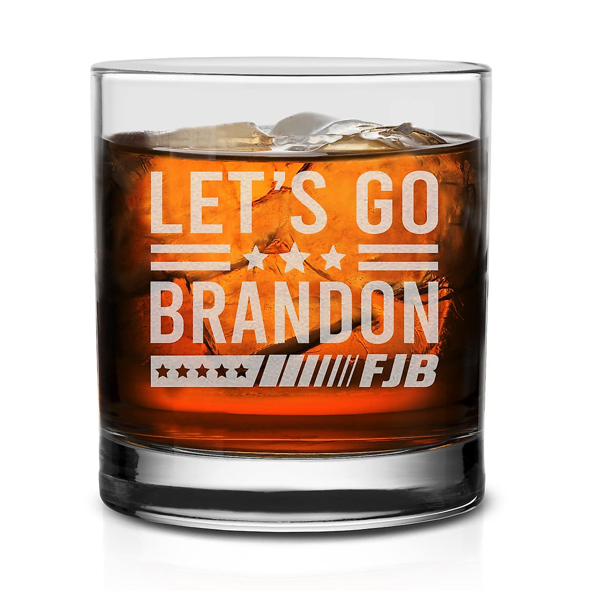 NeeNoNex Let's Go Brandon - Laser Engraved Whiskey Glass Funny and Sarcastic Design for Republicans Conservative Gift