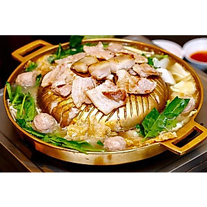 CoziNest Mookata Brass Grill Pan Thai Korean Japanese Style BBQ Grill Steak Hot Pan Nonstick Indoor/Outdoor Cooking 11in.