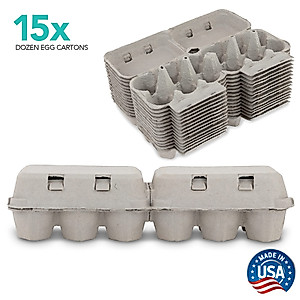 Stock Your Home Split Apart Egg Cartons (15 Pack) - One Dozen Egg Cartons - Splits in Half Dozen Egg Cartons - Holds 180 Total Eggs - Eco-Friendly Egg Containers - 30 Labels for Writing Sell by Date