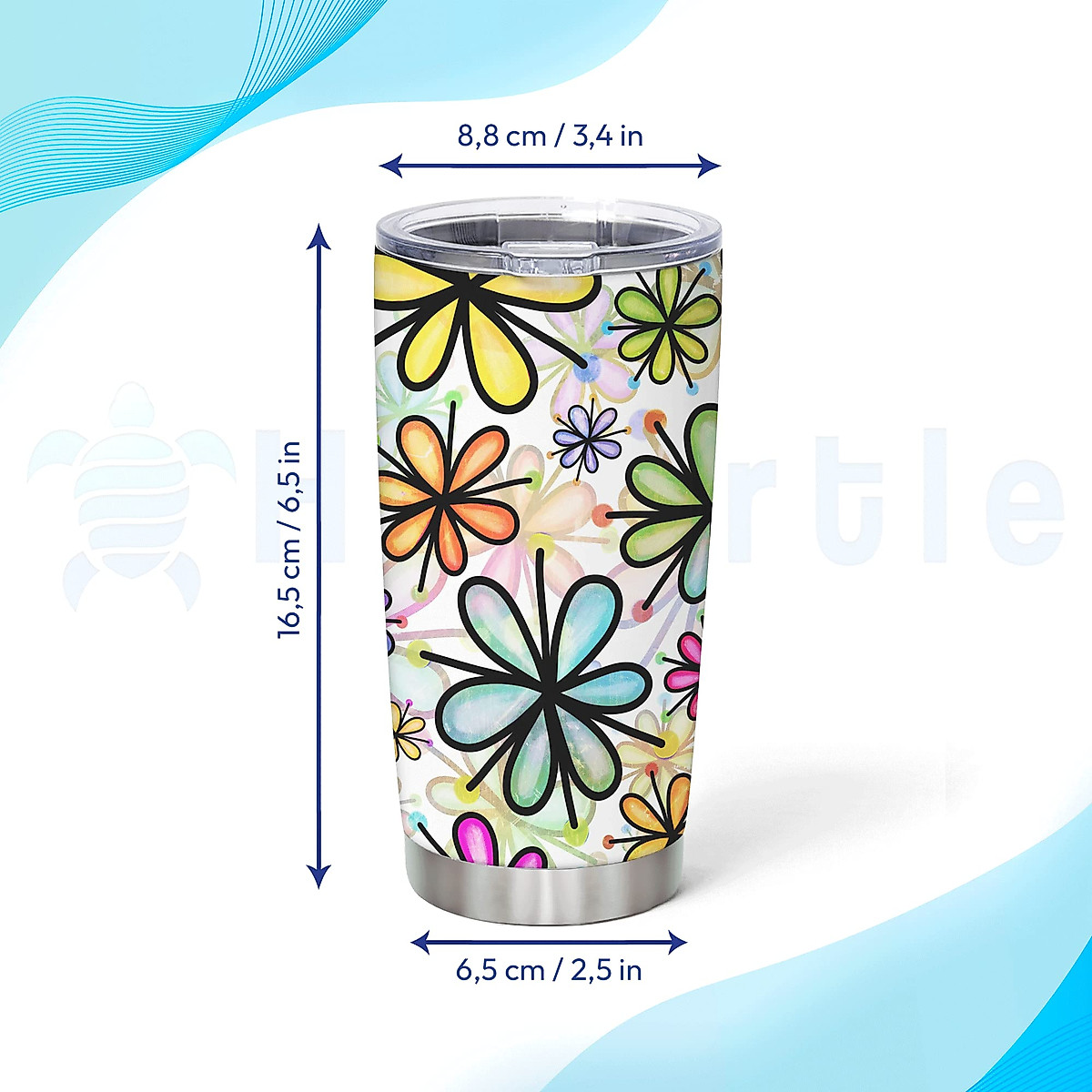 Hyturtle Personalized Gifts For Daisy Flower Lover - Birthday Christmas - Daisies Flower Print Custom Name Stainless Steel Tumbler 20oz With Straw Lid - Gifts For Her Women Girl Daughter Friend