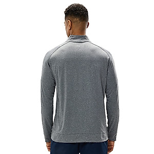 MIER Men's Quarter Zip Long Sleeve Pullover Shirts Golf Hiking Running Performance UV Top, Lightweight Brushed Back Fleece (Heather Grey, Small)
