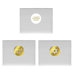 Andaz Press Personalized Chocolate Drop Labels Trio, Metallic Gold Ink, Bar/Bat Mitzvah, 216-Pack, Fits Kisses, Custom Made Any Name, Not Gold Foil, Envelope Seals, Party Decorations