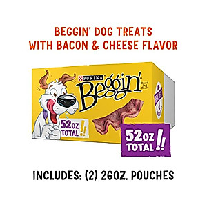 Purina Beggin' Strips With Real Meat Dog Training Treats With Bacon and Cheese Flavors - (2) 26 oz. Pouches