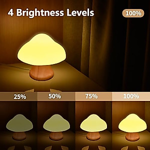 ANGTUO Wooden Mushroom Lamp, 16 Color Changing Mushroom Night Light, Adorable Mushroom Light with Two Remotes