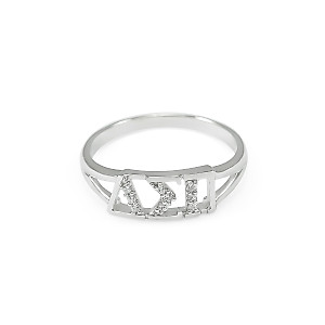 The Collegiate Standard Delta Sigma Pi Sterling Silver Ring set with Czs (11.0)