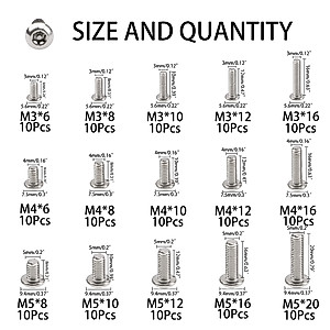 Rrina 150Pcs 304 Stainless Steel Button Head Torx Security Screws Tamper Resistant Screw Assortment Set, M3 M4 M5 with 3 Wrench(T10 T20 T25)