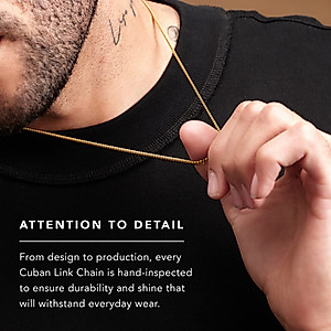 JAXXON Cuban Link Chain - 3mm | 14k Gold Bonded Over 925 Sterling Silver Chain Necklace for Men - Gold, 22 Inch