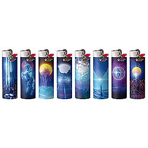 BIC Pocket Lighter, Special Edition Retro Wave Collection, Assorted Unique Lighter Designs, 8 Count Tray of Lighters