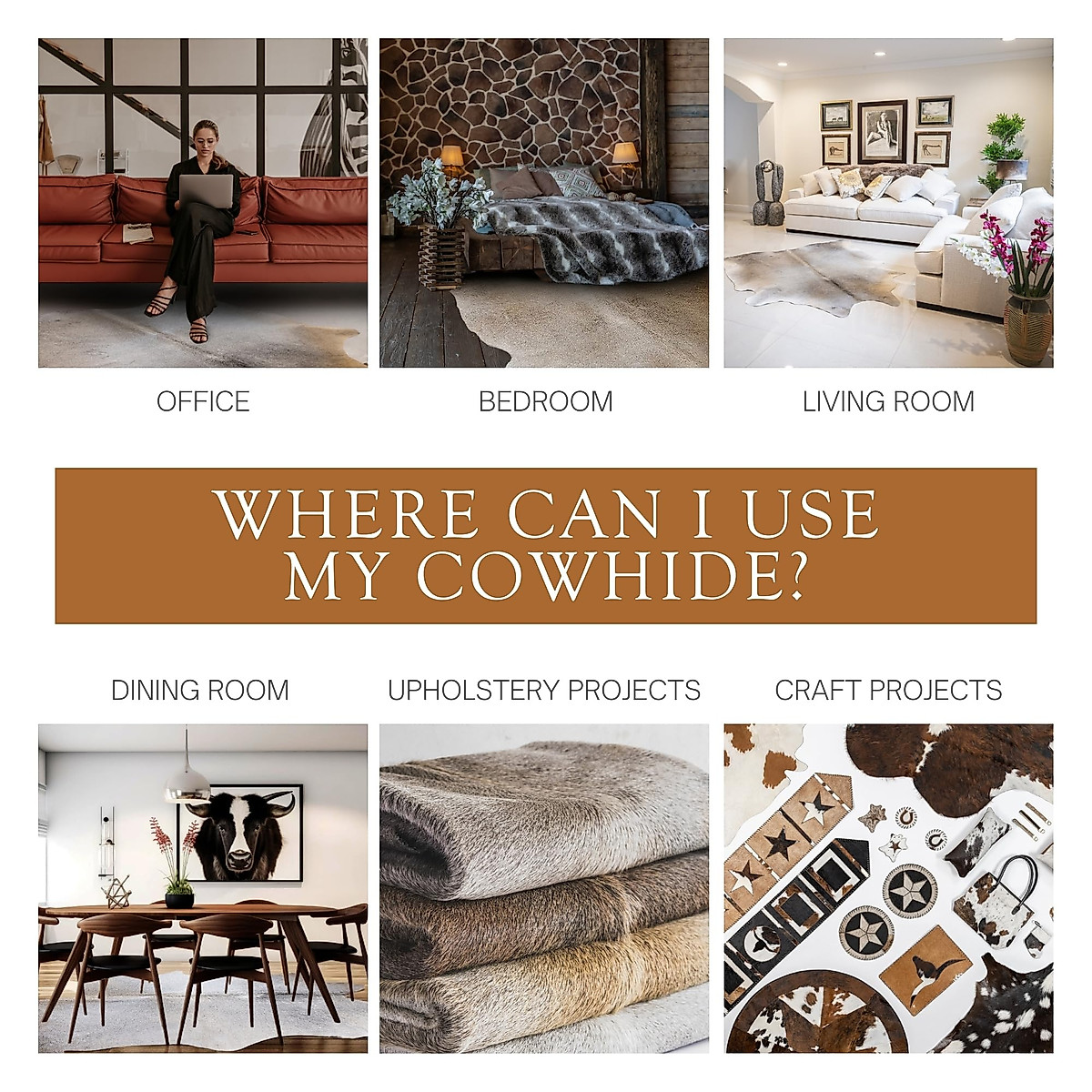 Sunshine Cowhides 100% Genuine Grey Beige Cowhide Rug - Modern Style Animal Skin Rug & Floor Carpet for Living Room, Bedroom, Kitchen & More - Extra Large (6x7-8 Ft.)