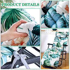 Wesiti Outdoor Lounge Cushion Lounger Chair Cushion Patio Chaise Replacement 67 x 21 Inch Rocking Cushion for Furniture Sofa Non Slip Floral Thick High Back Chair Pads with Headrest 8 Ties