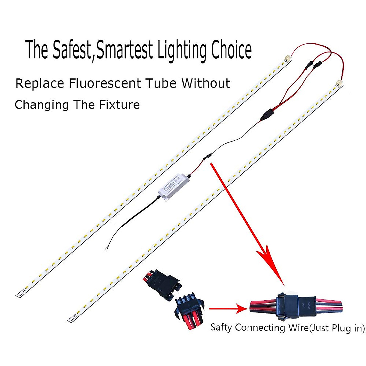jimwhen 2x4 FT LED Magnetic Retrofit Kit,4ft LED Troffer Retrofit Kit,36W,5400LM,Daylight White 5000K,0-10V Dimmable,T8 T10 T12 Fluorescent Replacement LED Light Strip,Easy to Install