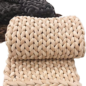 Super Soft Velvet Bulky Tube Yarn for Hand Knitting Blanket for Braided Knot, Giant Arm Knitting Yarn for Knitting Throw Rugs Pillow(Khaki 0.55lb)
