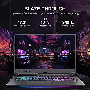ASUS ROG Strix G17 (2023) Gaming Laptop, 17.3” QHD 240Hz Display, AMD Ryzen 9 7845HX, GeForce RTX 4060, 32GB DDR5 RAM, 2TB PCIe SSD, RGB Backlit Keyboard, Win 11 Pro, Gray, 32GB Snowbell USB Card
