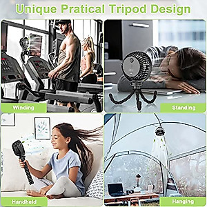 VASG Battery Operated Stroller Fan, Handheld Mini Fan clip on fan with Flexible Tripod, Battery Powered Baby Fan, 3 Speeds Rotatable Personal Fan for Crib Bike Car Seat, Black