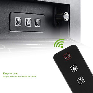 Geniqua 23" Freestanding Wall Mounted Electric Fireplace Insert Heater 1400W Log LED Flame Remote Adjustable Heat Recessed Stove Indoor Warm