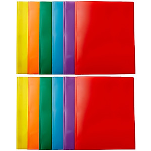 Amazon Basics Heavy Duty Plastic Folders with 2 Pockets for Letter Size Paper, Pack of 12