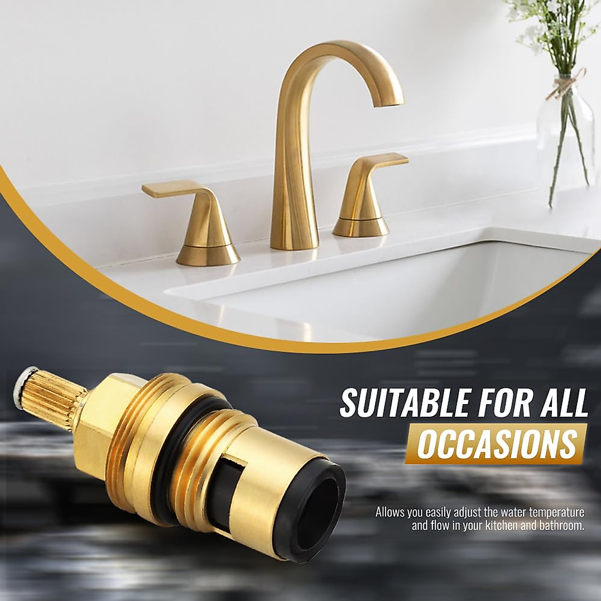 Kitchen Faucet Cartridge for Grohe 45882000 Cartridge Replacement Part, Hot Flow Left Side Installation Suitable for Shower Bathroom Faucet Stem Replacement (45882000 1pcs)