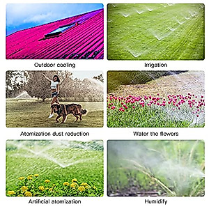 MSDADA 50pcs Micro Spray Adjustable Flow Irrigation Drippers, 1/4 InchGarden Adjustable Sprinkler drip Irrigation Mister Heads with 3 Tee Irrigation Misting Drip Kit