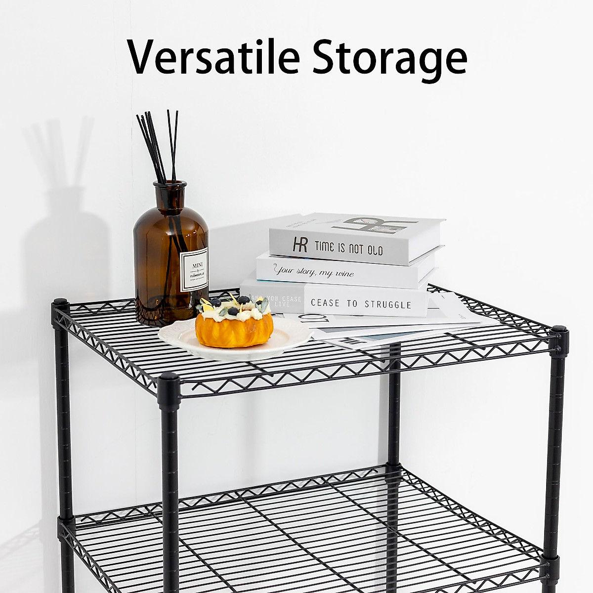 Zvyteay Mini Fridge Shelf Adjustable Height Storage Shelf Metal Storage Rack Mini Fridge and Microwave Stand for Dorm, Kitchen, Office, Black