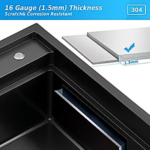 33 Inch Farmhouse Kitchen Sink Splash Guard Workstation Black - 33 inch Black Stainless Steel Apron Front Farmhouse Sink Workstation Kitchen Sink Single Bowl 16 Gauge Stainless Steel Farm Sink