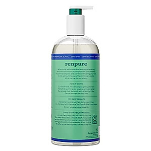 Renpure Tea Tree and Aloe Refreshing Shampoo - Rids Hair of Grime - Soothes Dry Scalp - Leaves Hair Soft and Hydrated - Suitable for Daily Use - Dye Free - Recyclable, Pump Bottle Design - 32 fl oz