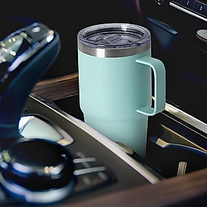 HASLE OUTFITTERS 20oz Tumbler with Lid, Stainless Steel Tumbler with Handle, Metal Insulated Travel Coffee Mug with Handle, Double Wall Vacuum Spill Proof Tumbler Cup, Mint Green 1 Pack