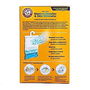 Arm & Hammer Clean Burst Hanging Moisture Absorber and Odor Eliminator - 2 Pack - Traps Moisture for Fresher, Cleaner Air