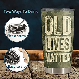 Macorner Gifts for Men - Stainless Steel Camo Tumbler 20oz Retirement Military Gift - Christmas Gift for Men Dad Grandpa Uncle From Daughter Son Wife - 40th 50th 60th 70th Birthday Gifts for Old Men