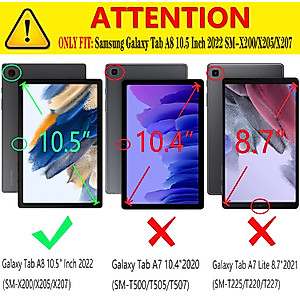 DMLuna Case for Samsung Galaxy Tab A8 10.5 Inch 2022 SM-X200/X205/X207, Slim PU Leather Smart Protective Cover Folio, with Folding Stand, Auto Wake/Sleep, Hand Strap, Card Slots, Glitter Rose